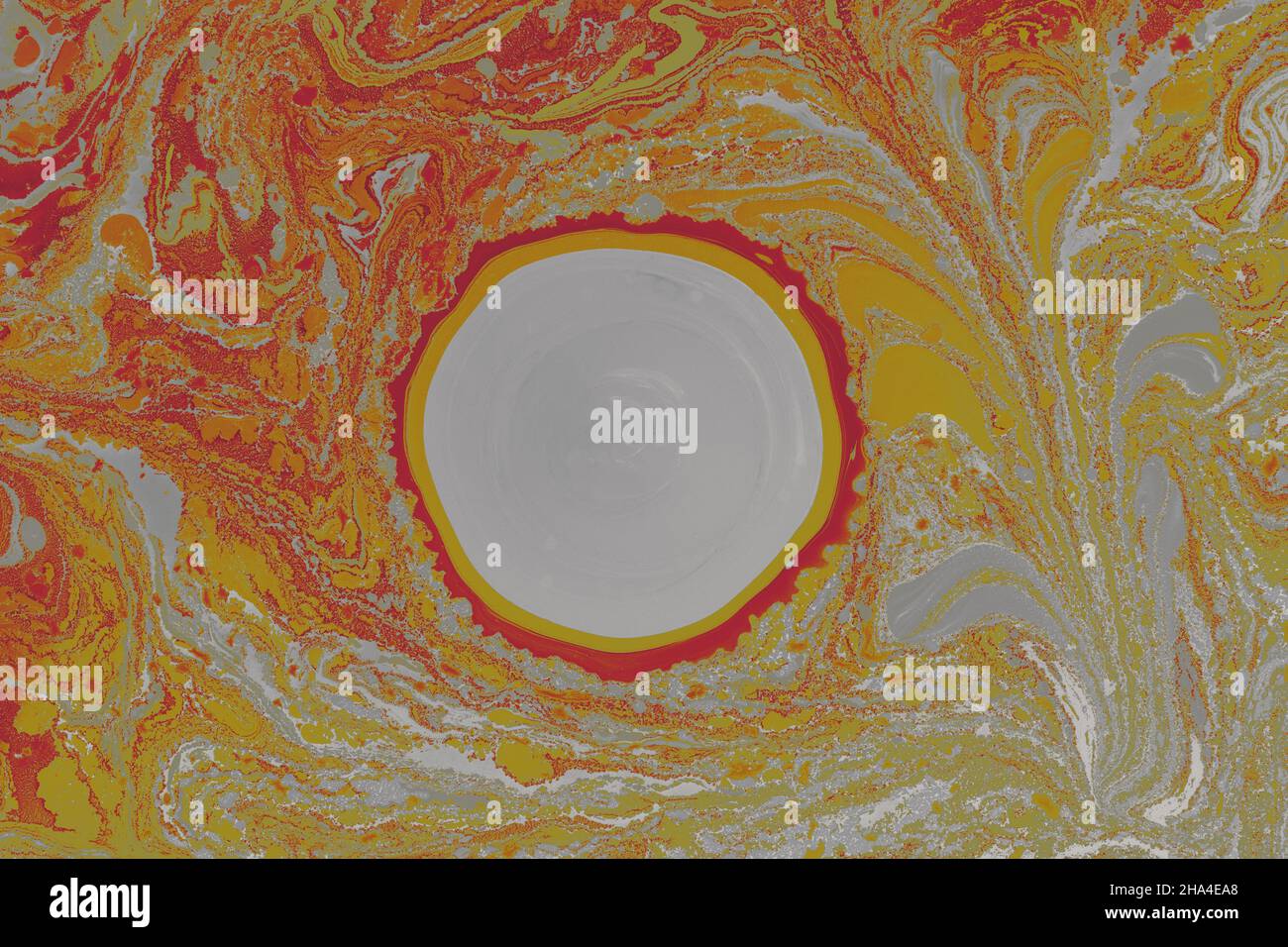 Beautiful circle-shaped oil-painted technique illustration cave.Perfect ...