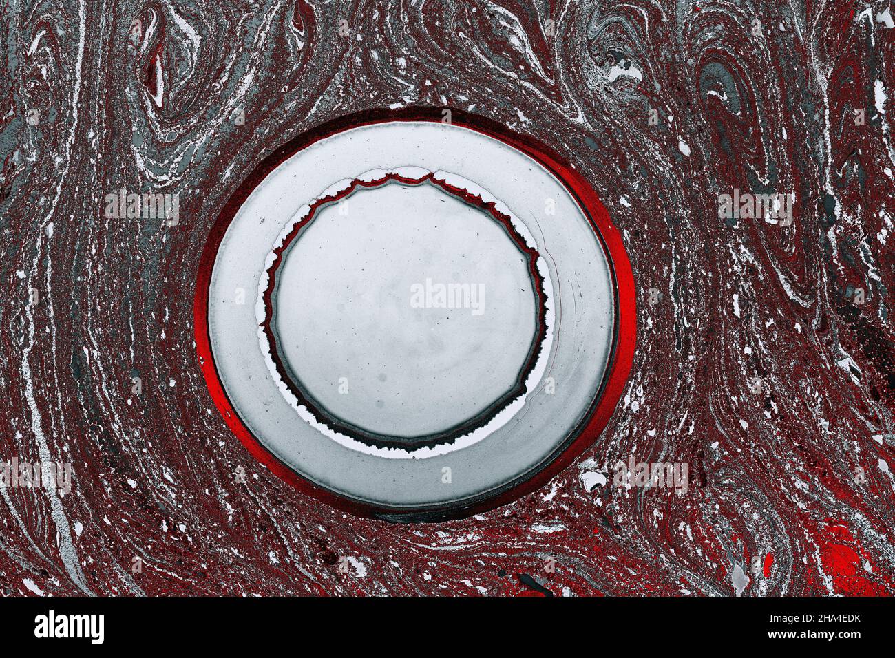 Beautiful circle-shaped oil-painted technique illustration cave.Perfect ...