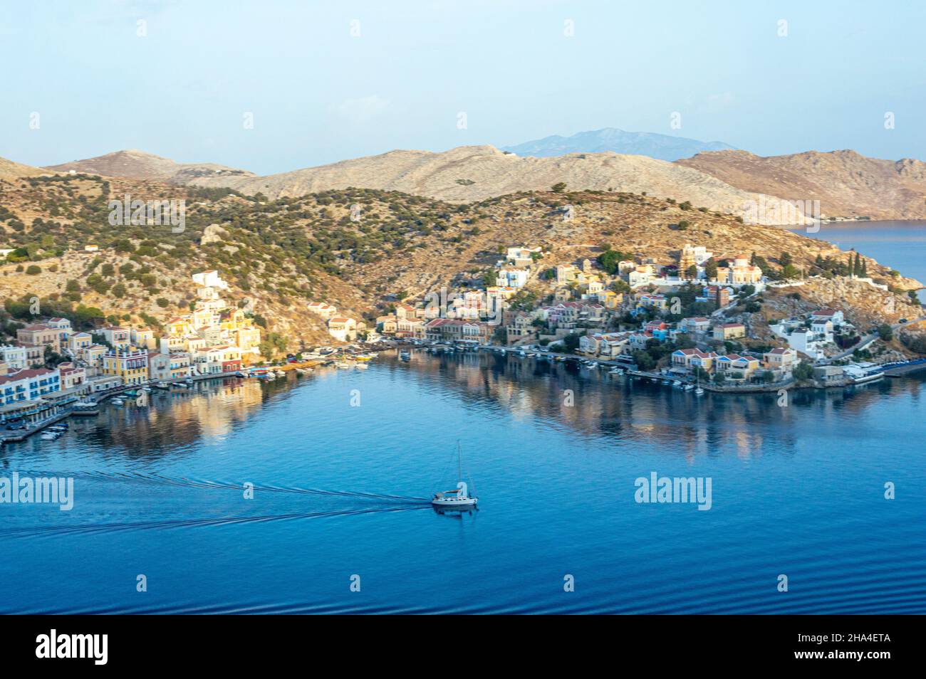 View of beautiful bay with colorful houses on the hillside of the ...