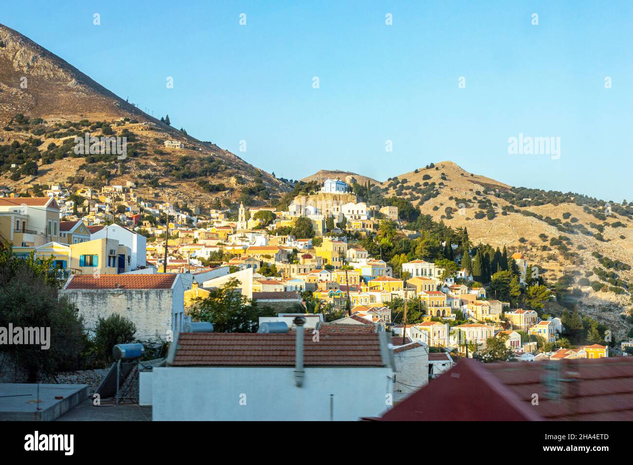View of beautiful bay with colorful houses on the hillside of the ...