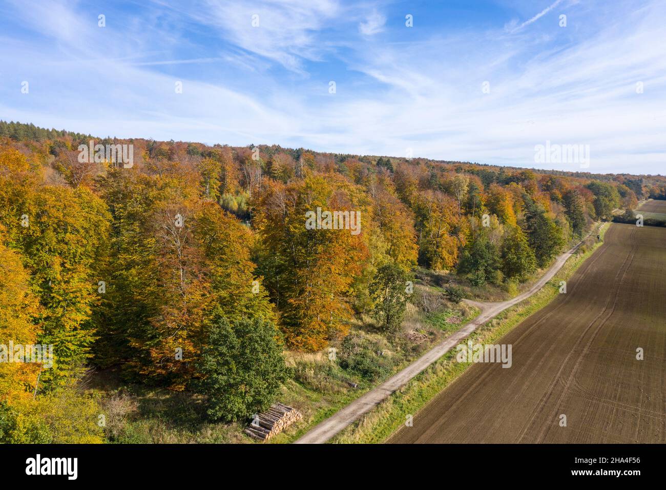 germany,lower saxony,the elm near evessen,aerial view Stock Photo - Alamy