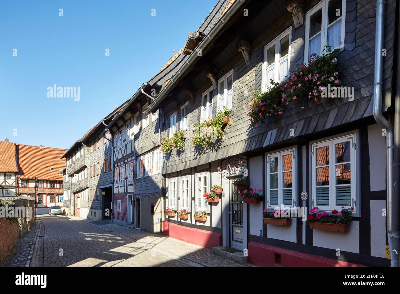 germany,lower saxony,hornburg,half-timbered houses in the old town ...