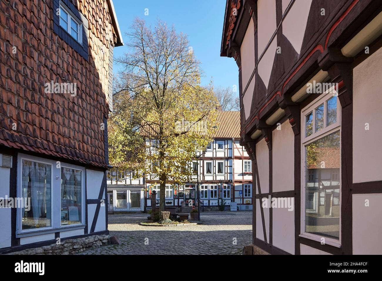 germany,lower saxony,hornburg,half-timbered houses in the old town ...