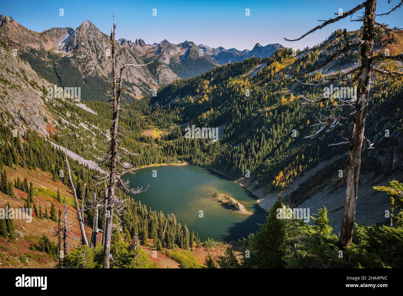 Alpine lake larches in hi-res stock photography and images - Alamy