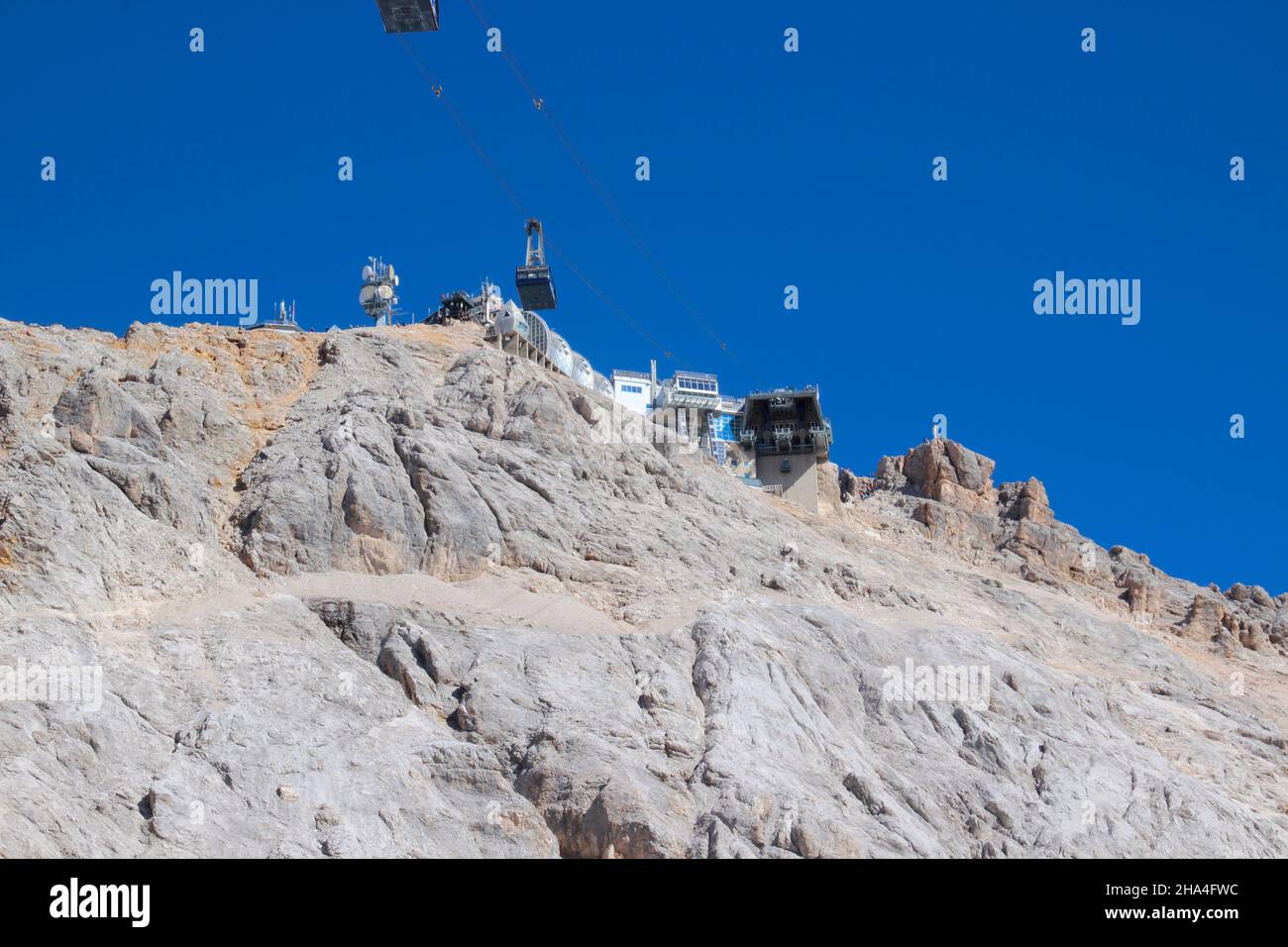 hike to zugspitze 2962 m,view to the mountain station of the summit ...