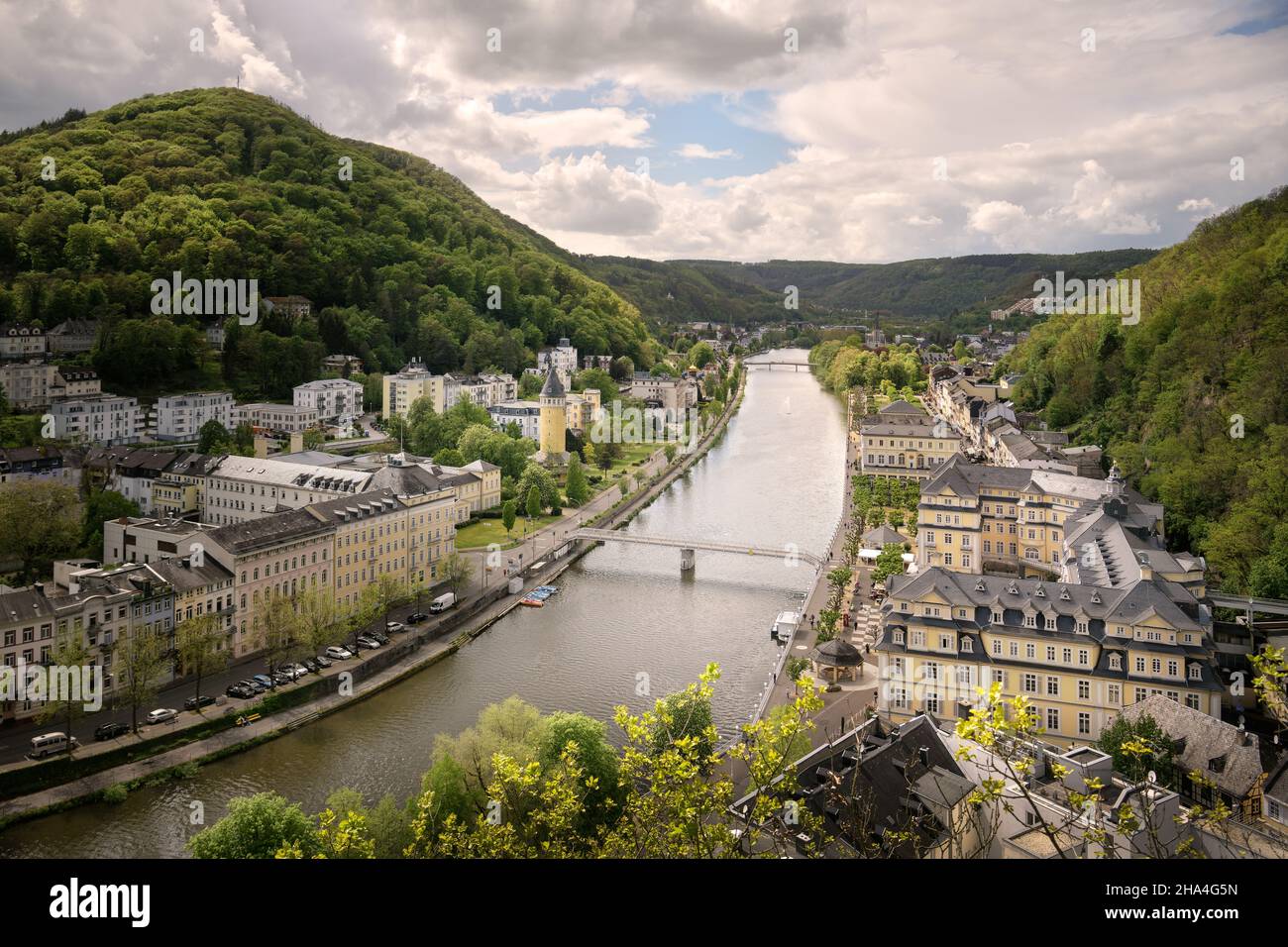 Panorama of the spa town of Bad Ems, UNESCO World Heritage Site "Major ...