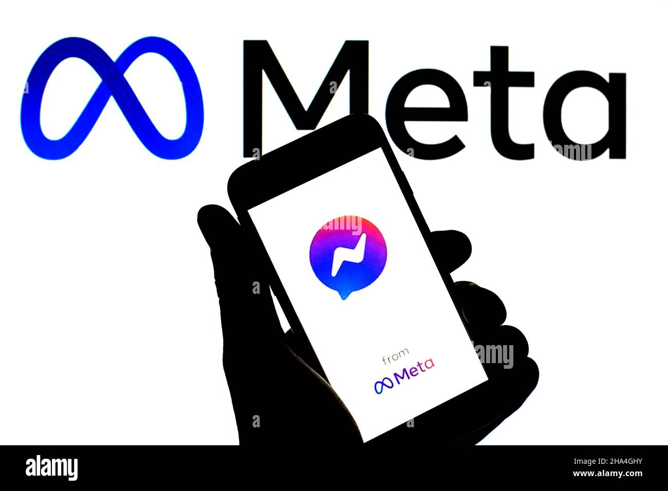 In this photo illustration a Facebook Messenger logo seen displayed on ...