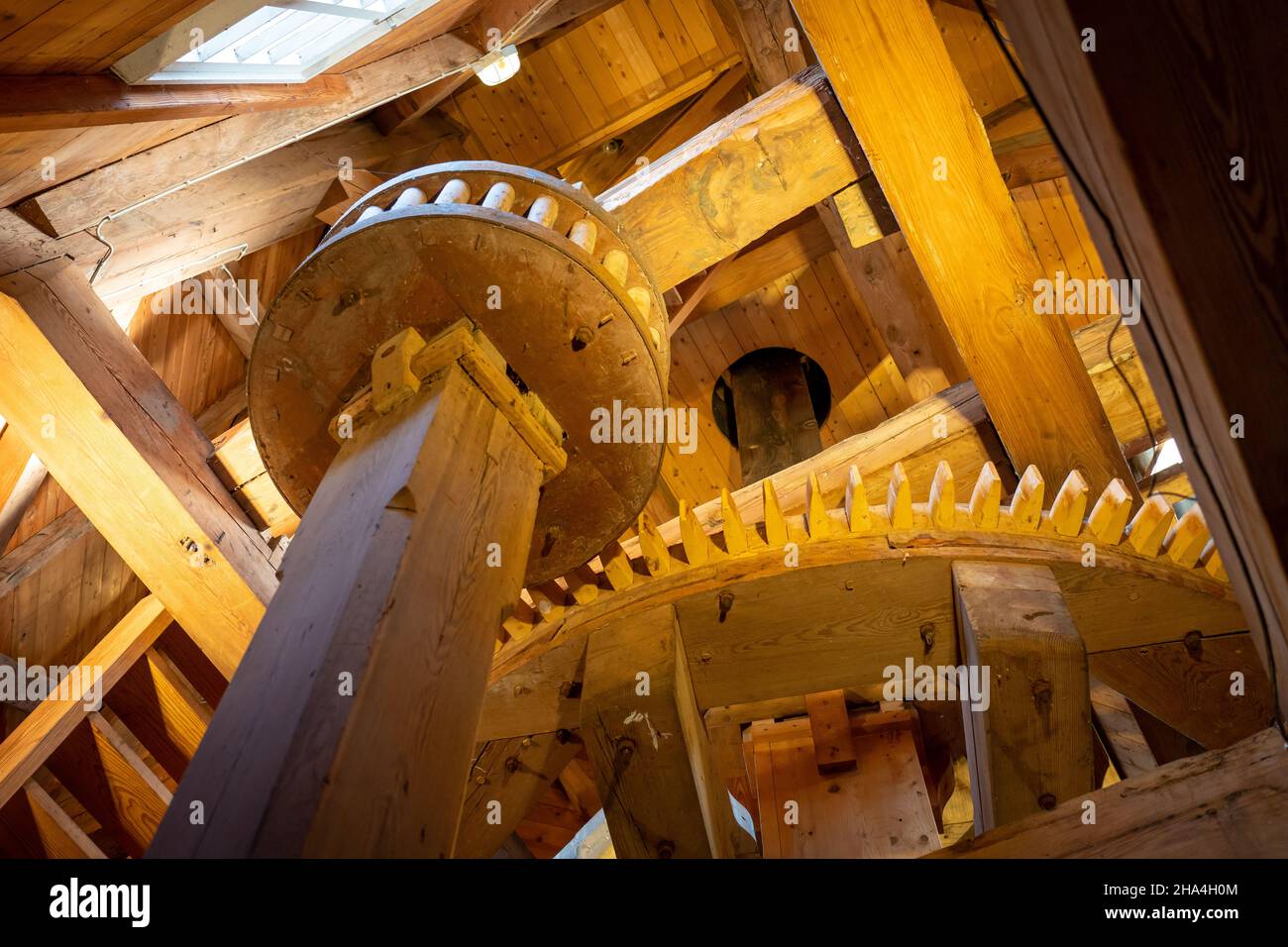 Windmill gear made of wood Stock Photo - Alamy