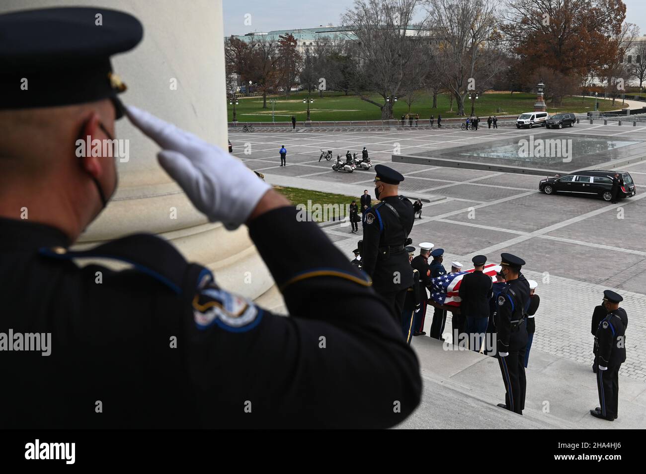 The casket of former Sen. Bob Dole of Kansas, is led out of the U.S ...