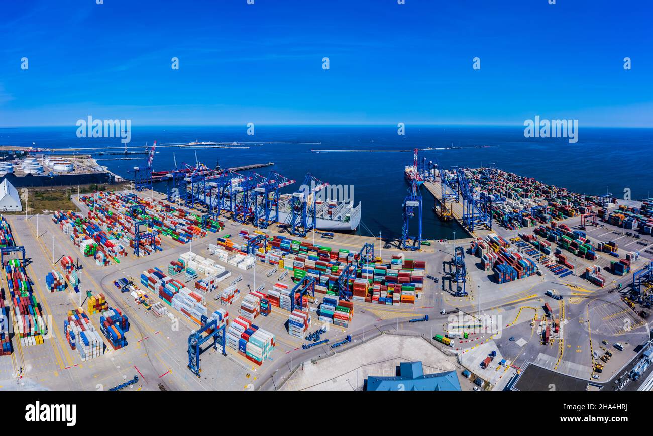 Container ship from sea port working for delivery containers shipment ...