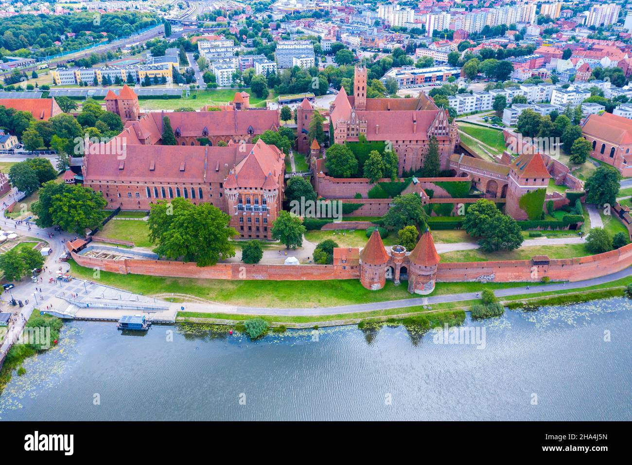 Aerial view of Malbork Teutonic order castle in Poland. It is the ...