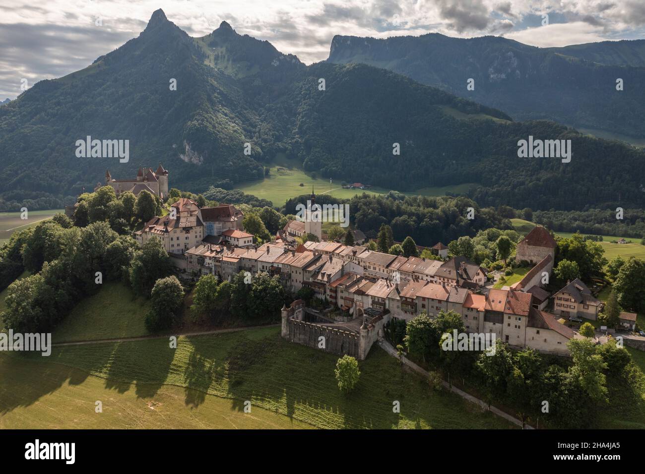 Aerial view gruyeres castle summer hi-res stock photography and images ...