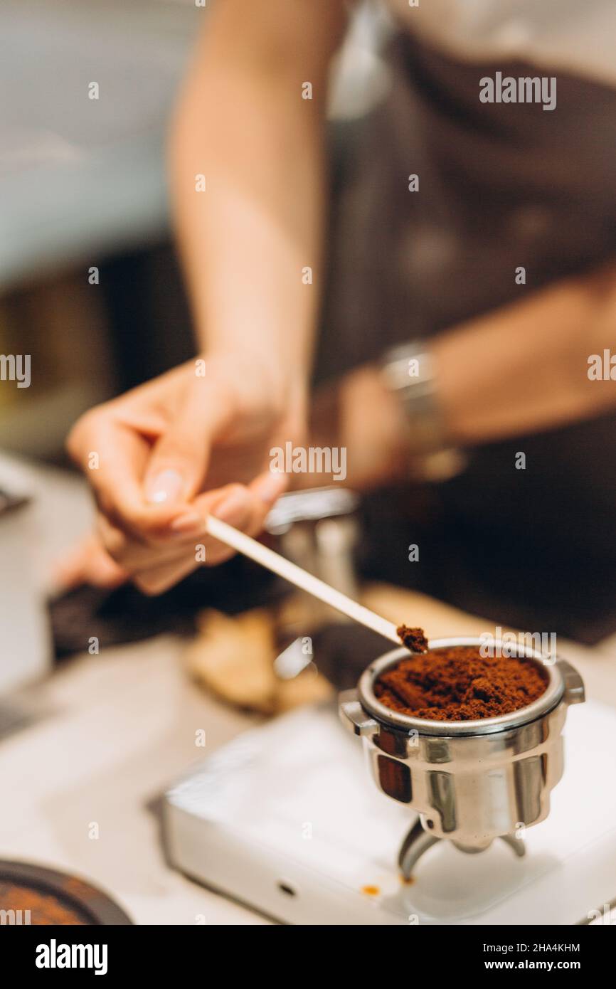 Barista work process making coffee hi-res stock photography and images ...