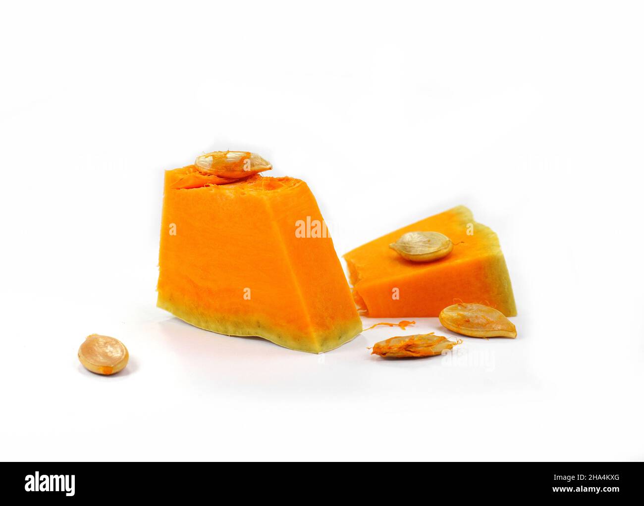 Pieces of pumpkin isolated on white background. Pumpkin seed. Pumpkin ...