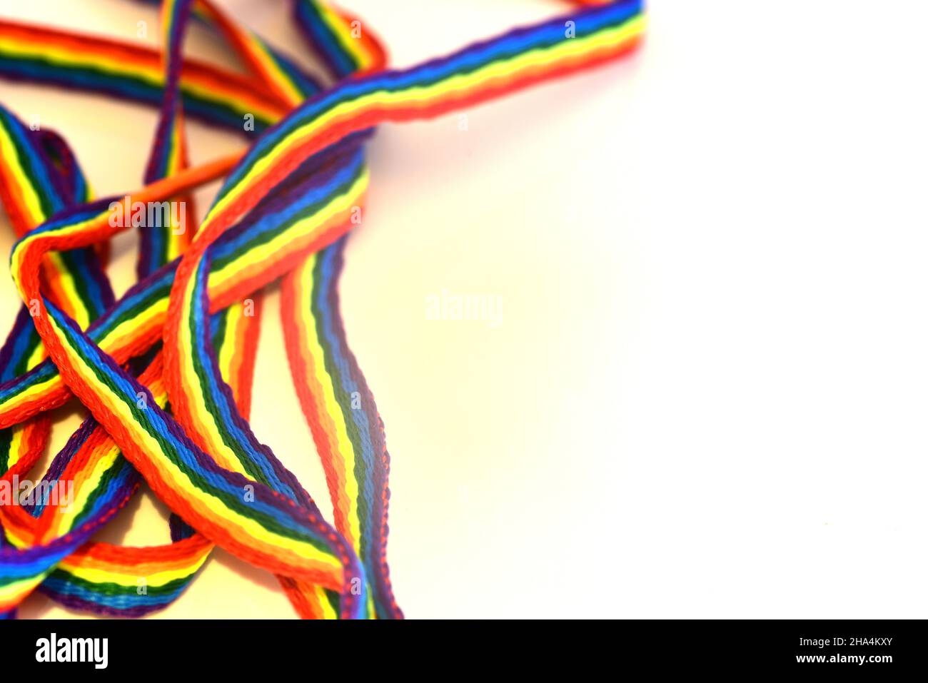 Rainbow Laces on white background Stock Photo - Alamy
