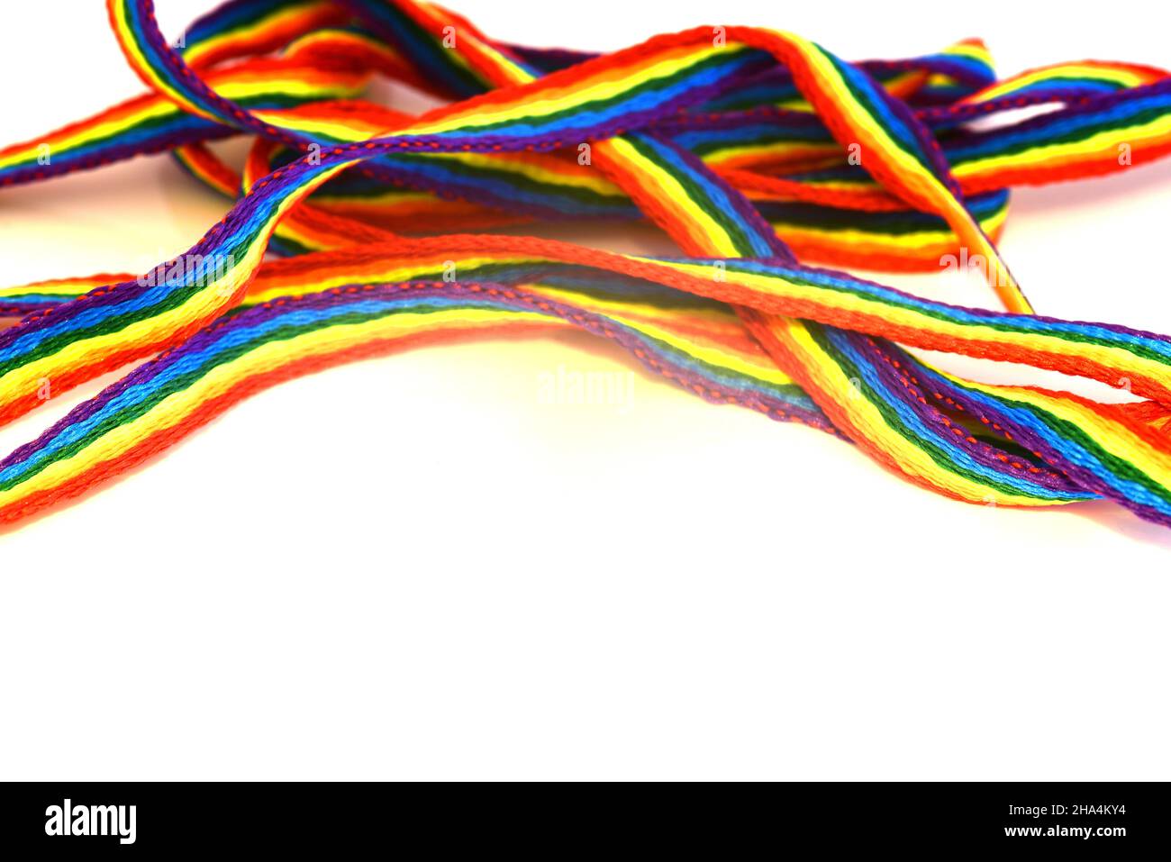 Rainbow Laces on white background Stock Photo - Alamy