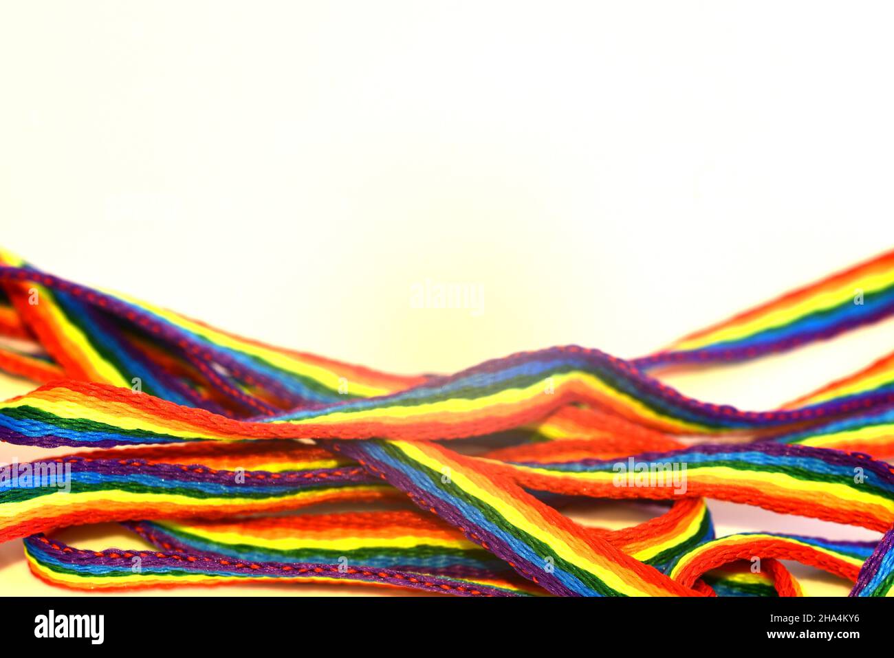 Rainbow Laces on white background Stock Photo - Alamy
