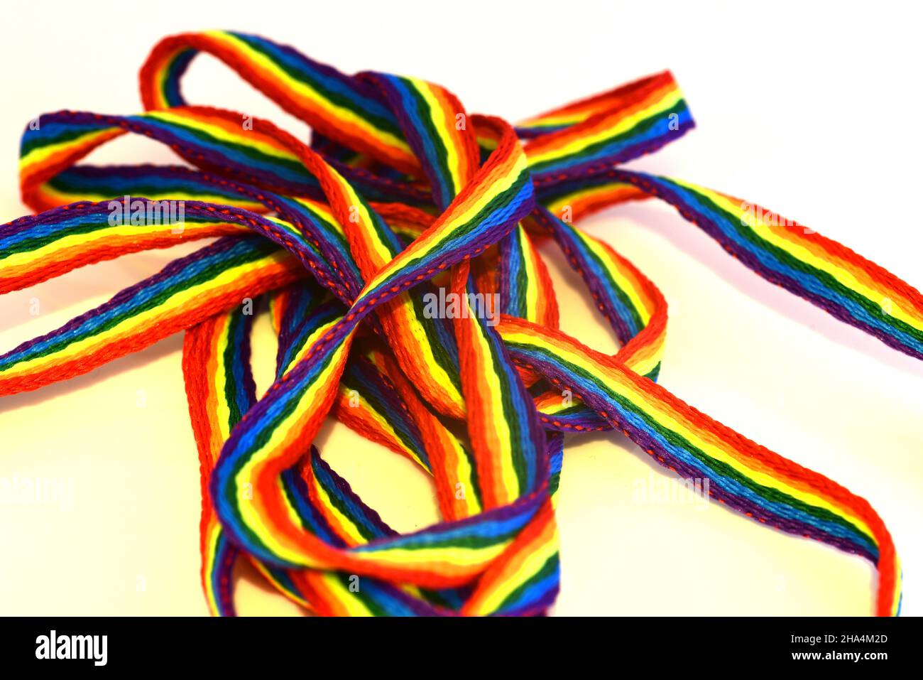 Rainbow Laces on white background Stock Photo - Alamy