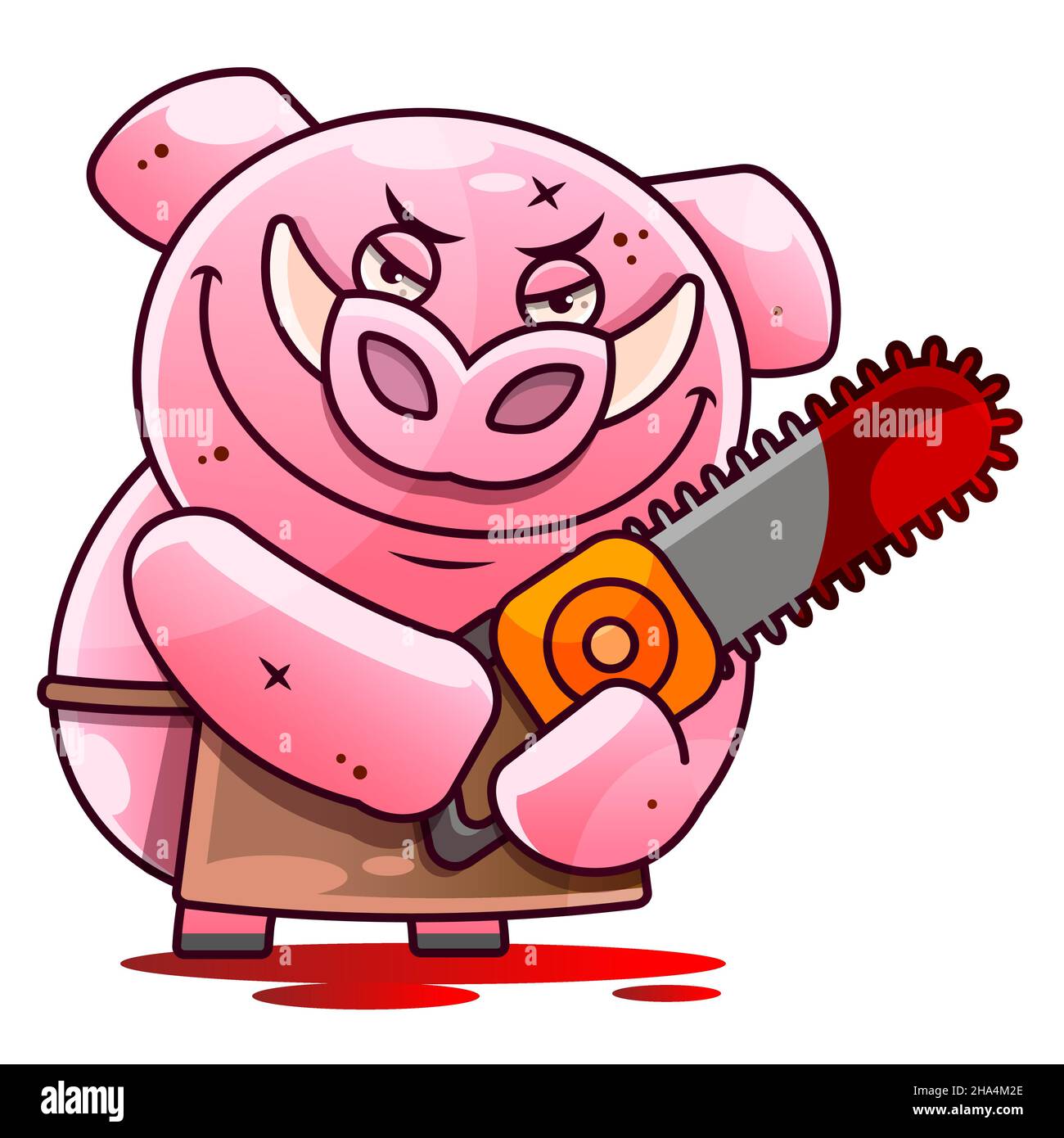 Cartoon pig coming out of a hole. Vector clip art illustration with ...