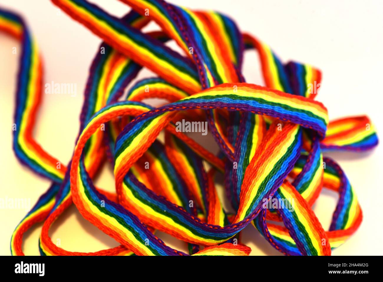 Rainbow Laces on white background Stock Photo - Alamy