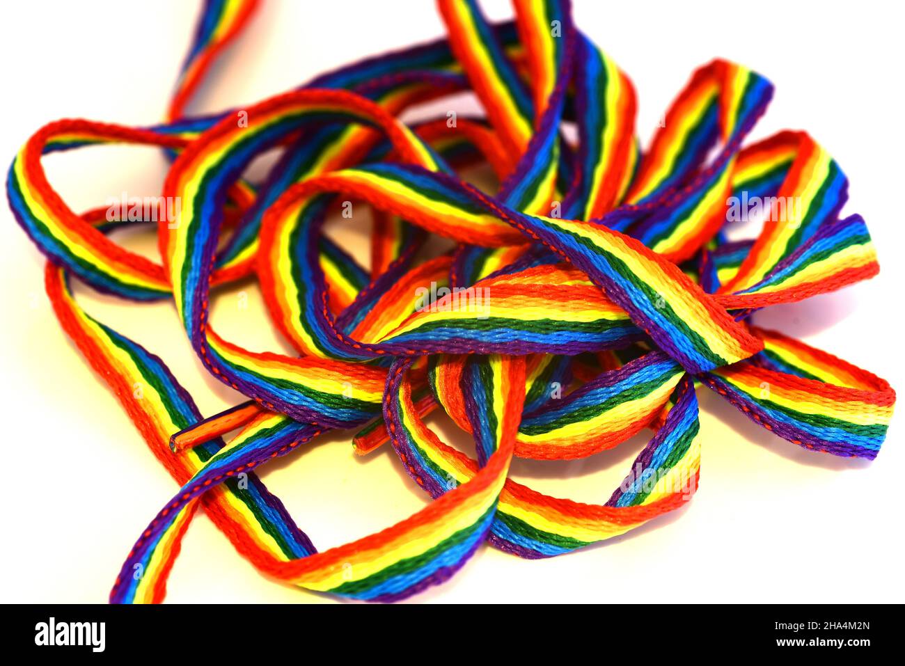 Rainbow Laces on white background Stock Photo - Alamy