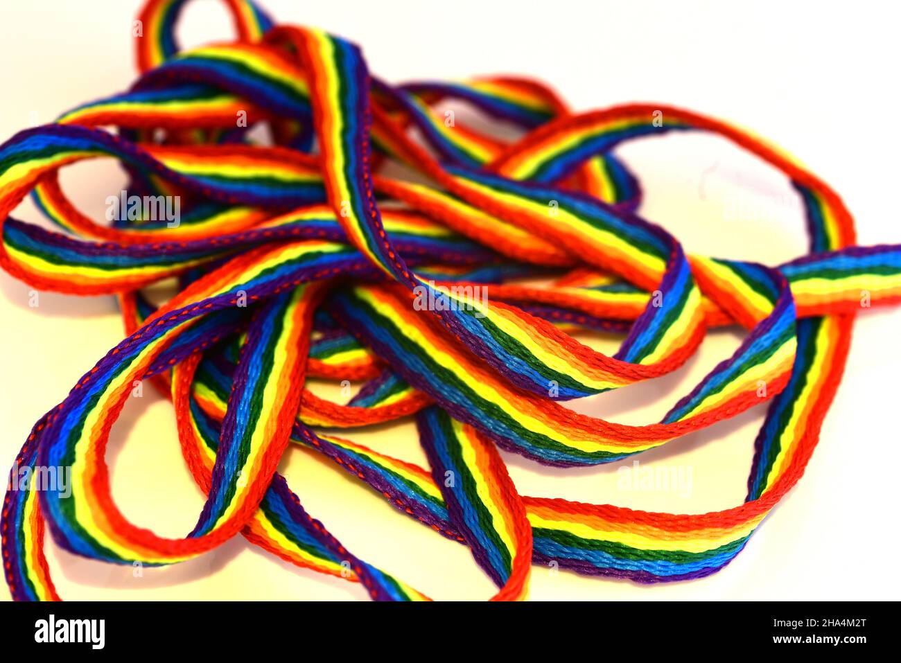 Rainbow Laces on white background Stock Photo - Alamy