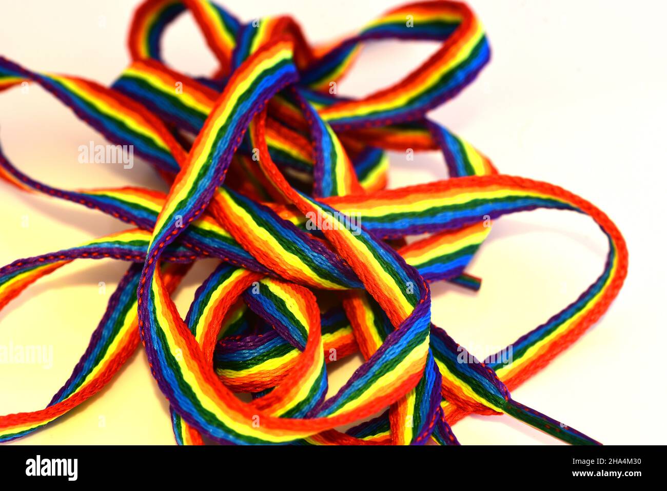 Rainbow Laces on white background Stock Photo - Alamy