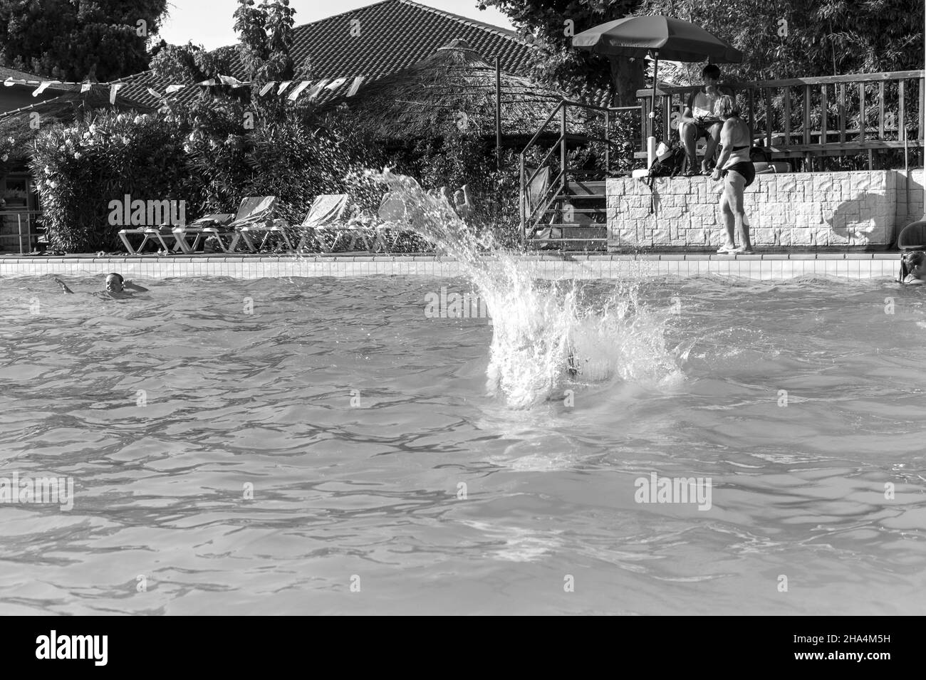 Jumping water feature Black and White Stock Photos & Images - Alamy