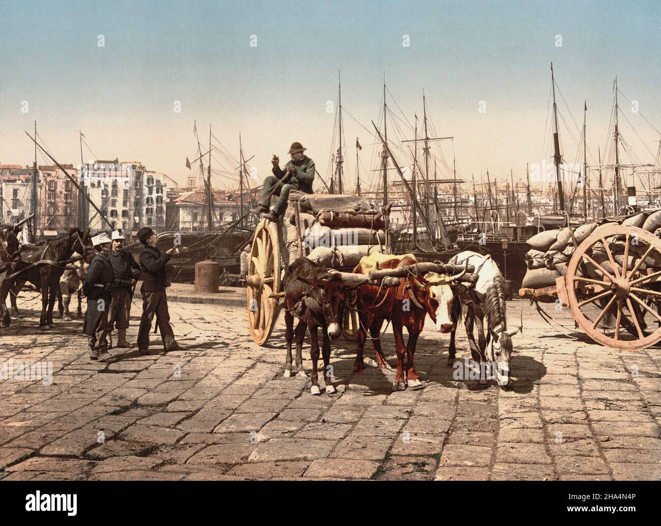 Italy Campania The Wharf of Naples in 1890 1900 in ana ancient photo ...