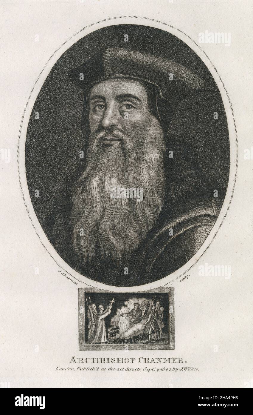 Antique 1802 engraving of Thomas Cranmer. Thomas Cranmer (1489-1556 ...