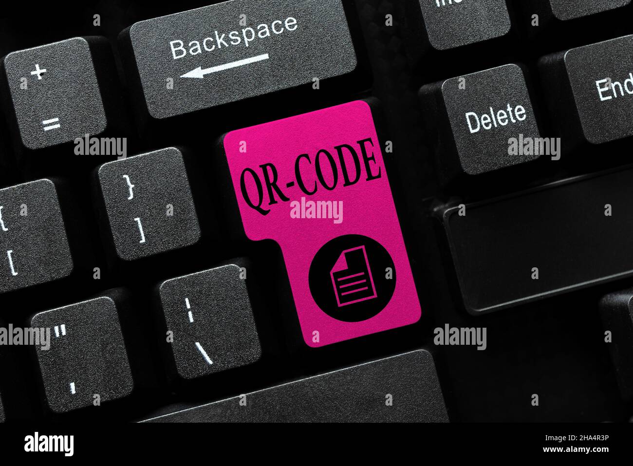 Text caption presenting Qr Code. Business idea the trademark for a type ...