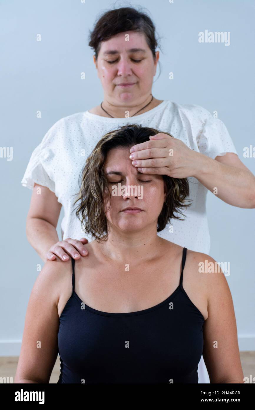 Facial fingers on forehead hi-res stock photography and images - Alamy
