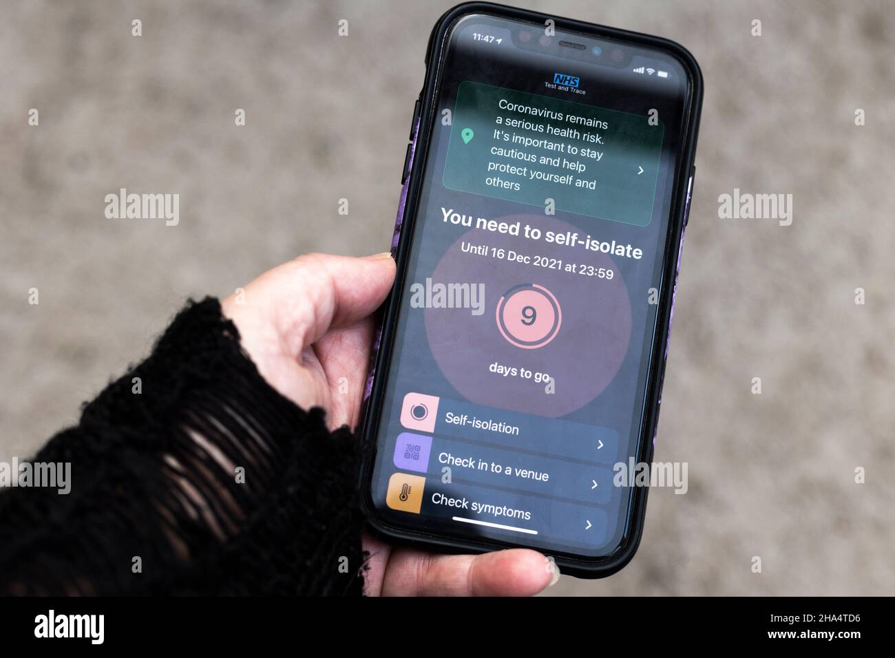 The NHS Covid-19 app counts down the days left of isolation after a ...