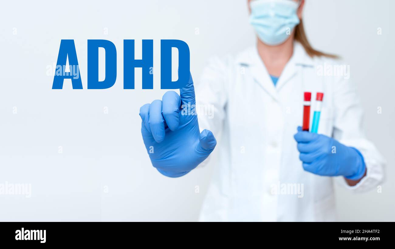 Hand writing sign Adhd. Business approach Mental health disorder of ...