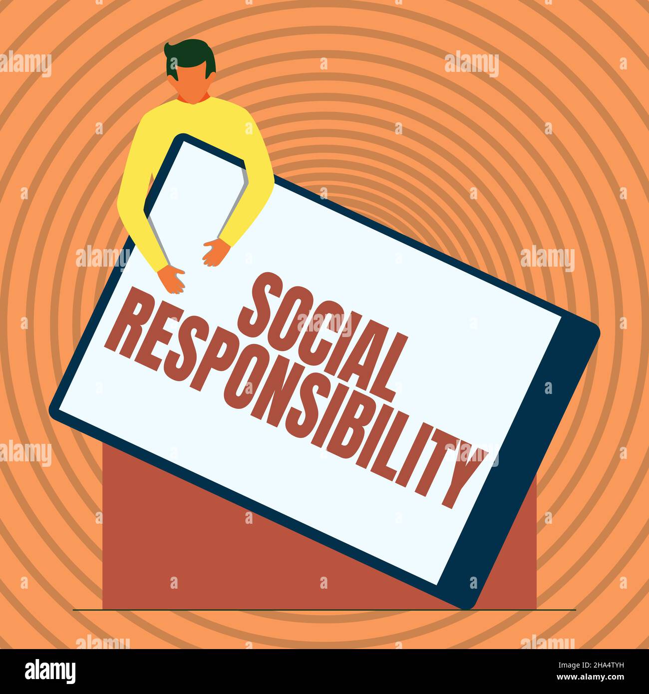 Hand writing sign Social Responsibility. Business showcase Obligation ...