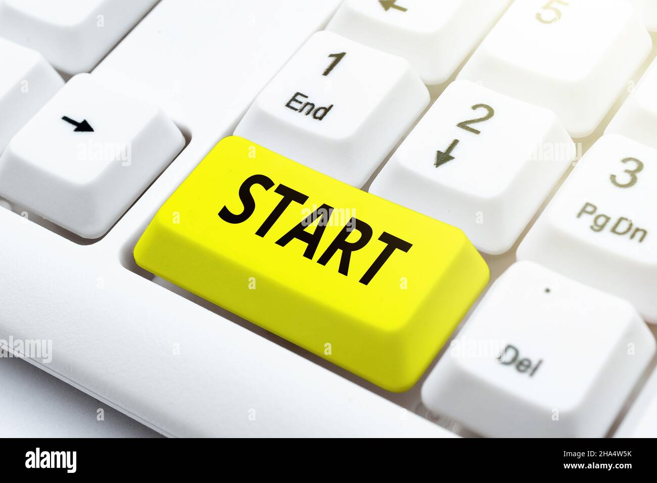 Hand writing sign Start. Concept meaning begin or be reckoned from a ...