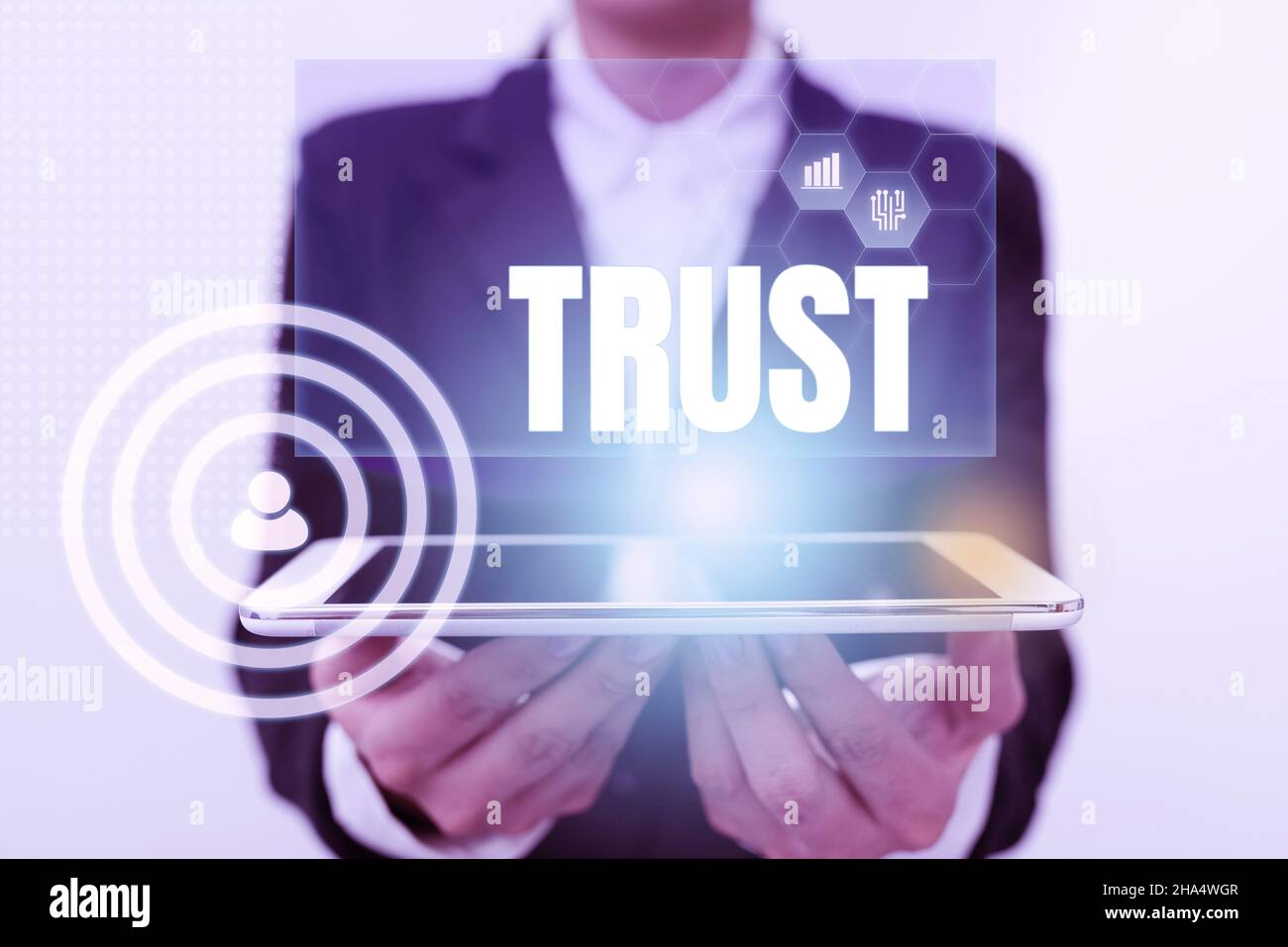 Text sign showing Trust. Conceptual photo firm belief in reliability ...