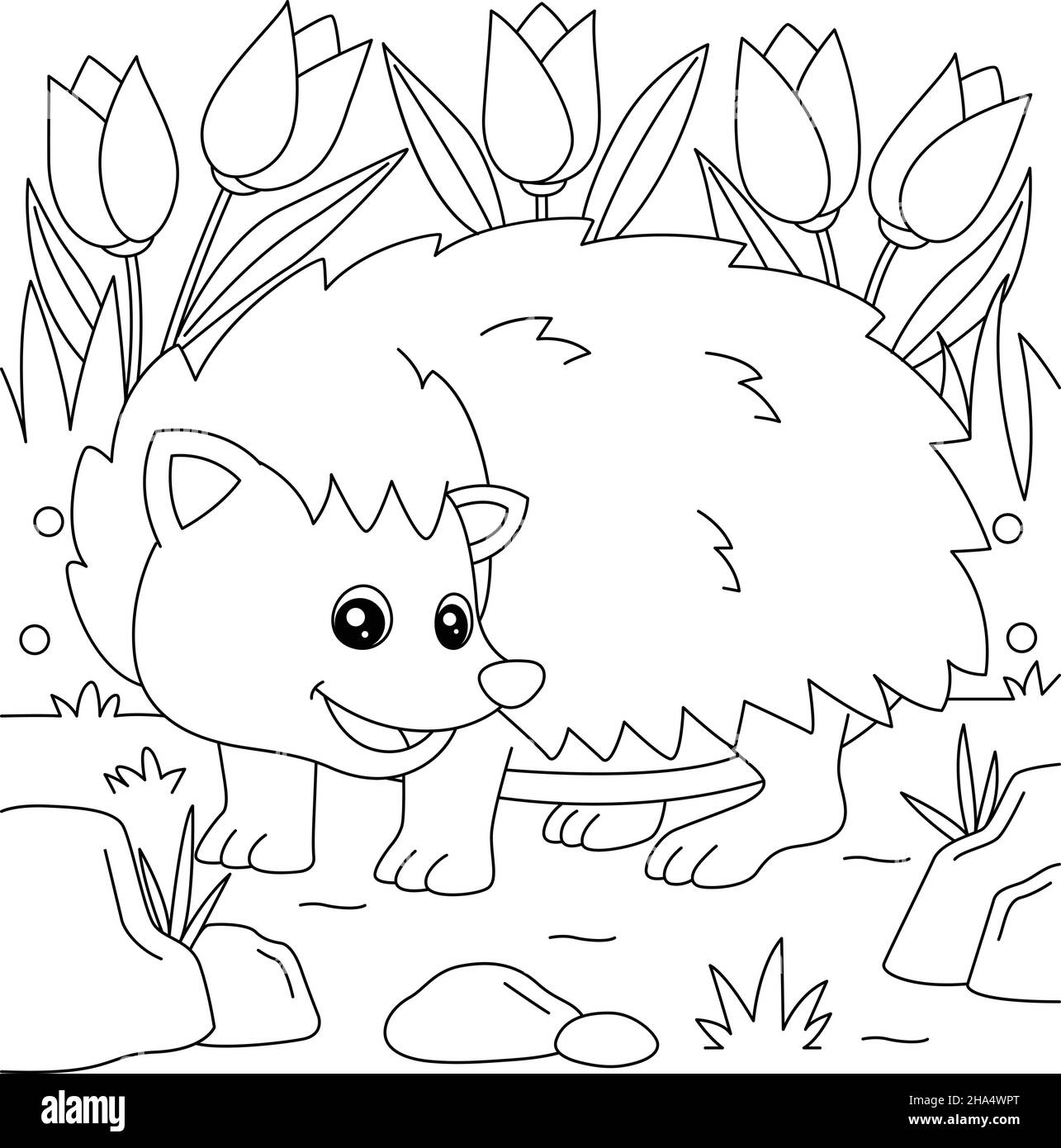 Hedgehog Coloring Page for Kids Stock Vector Image & Art - Alamy