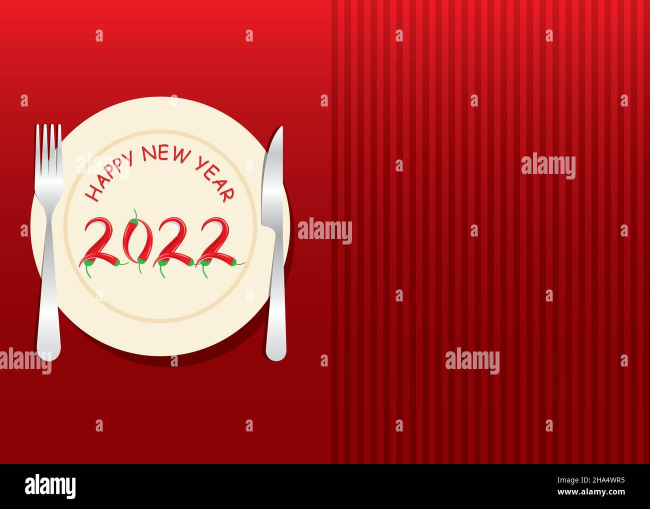 Happy new year 2022 greeting design with Restaurant concept Stock ...