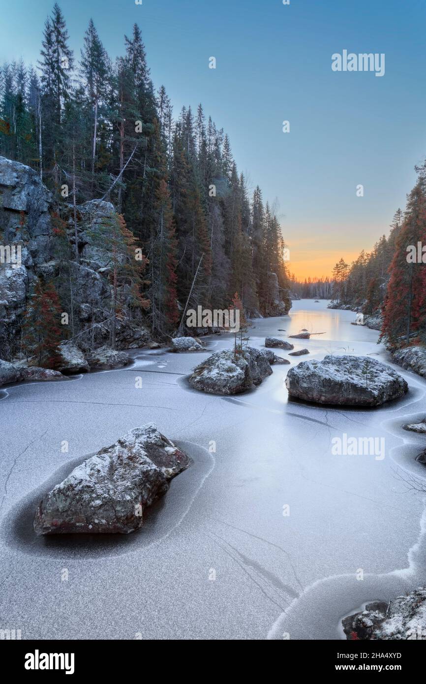 river,rocks,trees with ice and snow in a forest,winter,mountain ...