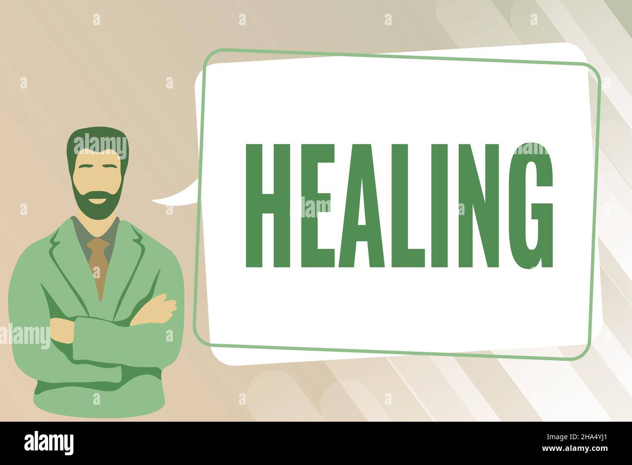 Hand writing sign Healing. Concept meaning process of making or ...