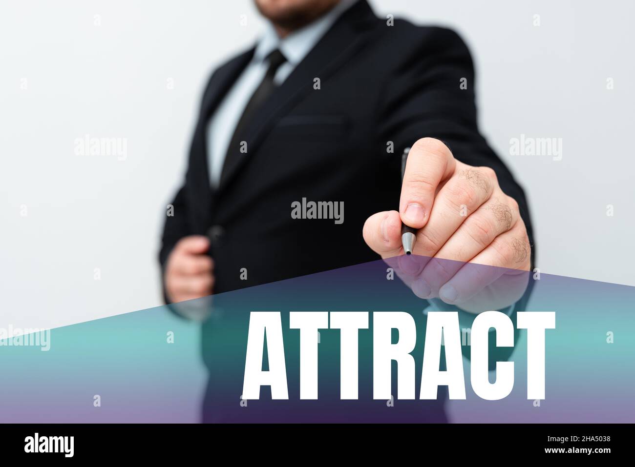 Text sign showing Attract. Word for to draw by a physical force causing ...