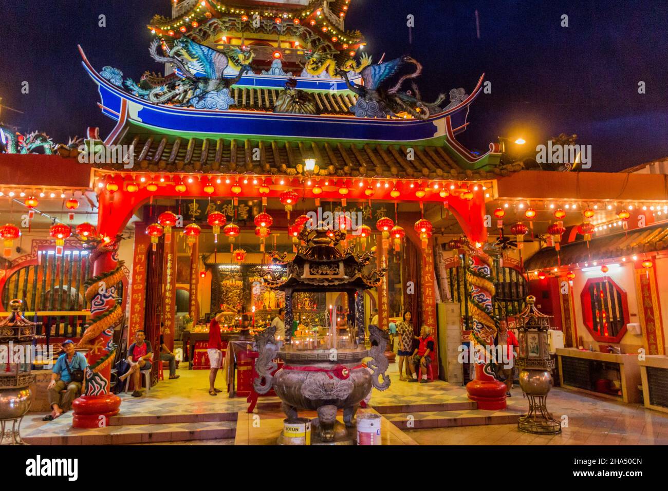 SIBU, MALAYSIA - MARCH 1, 2018: Night view of Tua Pek Kong Temple in ...