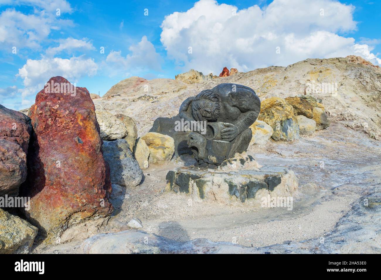 Sculpture made from volcanic rocks, Vulcano Island, Aeolian Islands ...