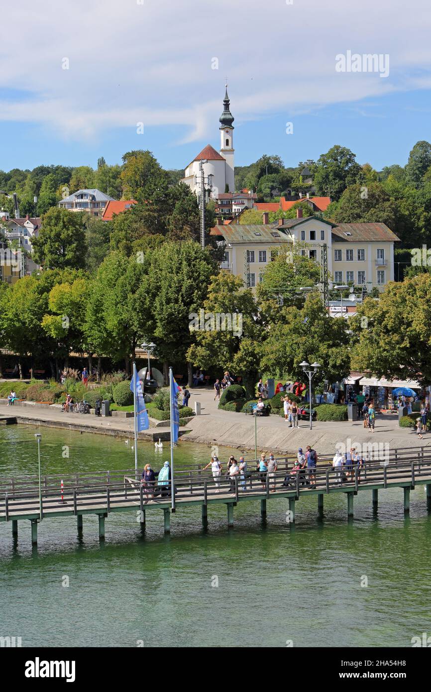 Jetty and jetty of Starnberg, Starnberger See, 5-Seen-Land, Upper ...