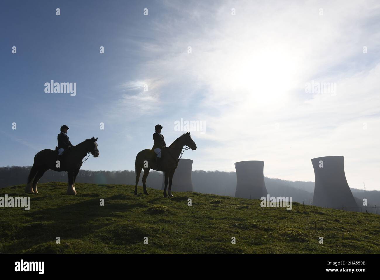 Horse riding as the rural landscape meets urban industry Britain Uk ...