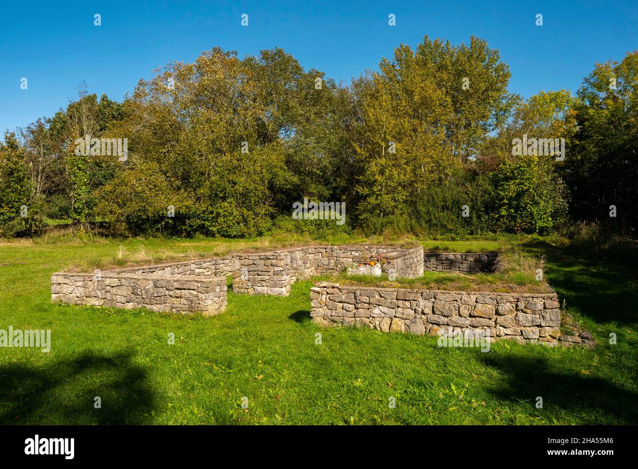 roman temple in front of hirschberg,nettersheim,eifel,north rhine ...
