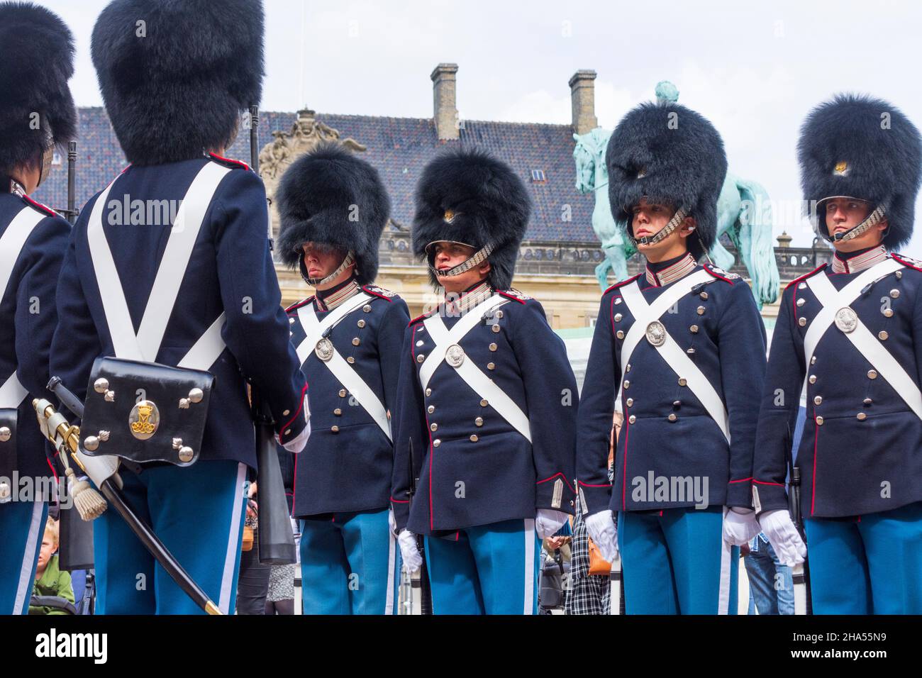 Copenhagen, Koebenhavn: Royal Guard, changing of the guard in front of ...