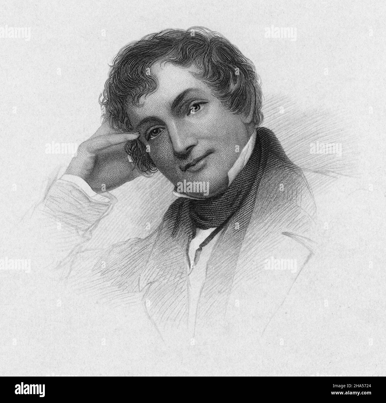 Antique circa 1870 engraving of Washington Irving by Henry Bryan Hall ...