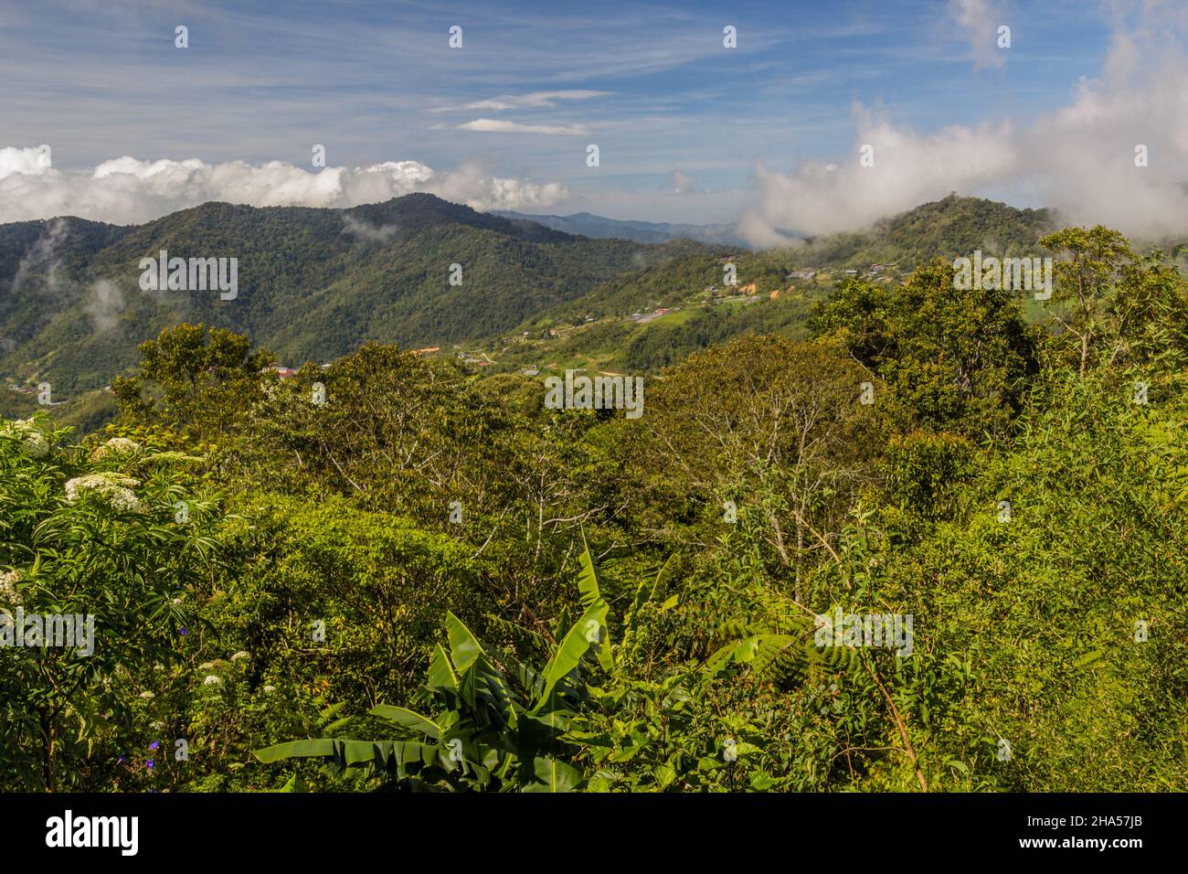Landscape of mountains near Mount Kinabalu, Sabah, Malaysia Stock Photo ...